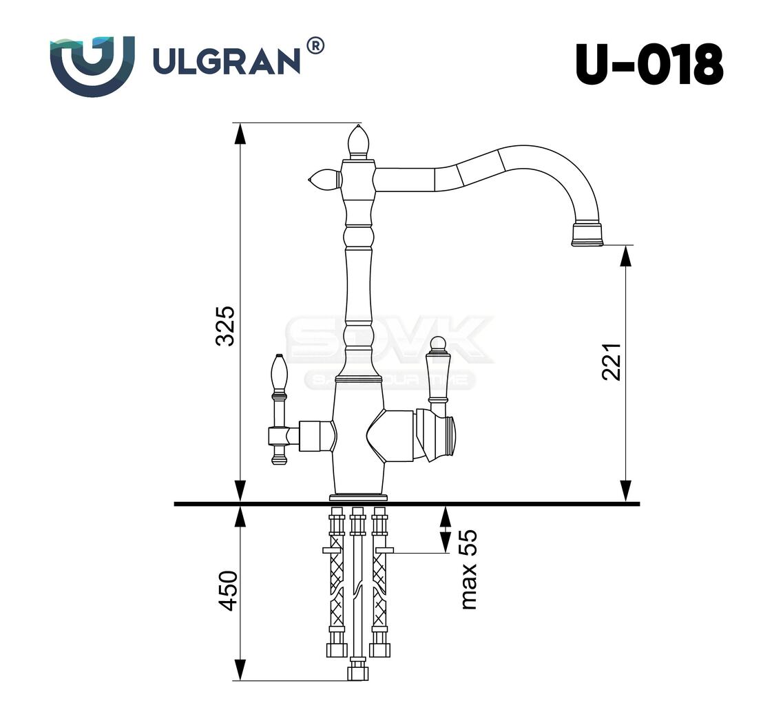 Смеситель для кухни Ulgran Classic U-018 Бронза купить по низкой цене в Санкт-Петербурге